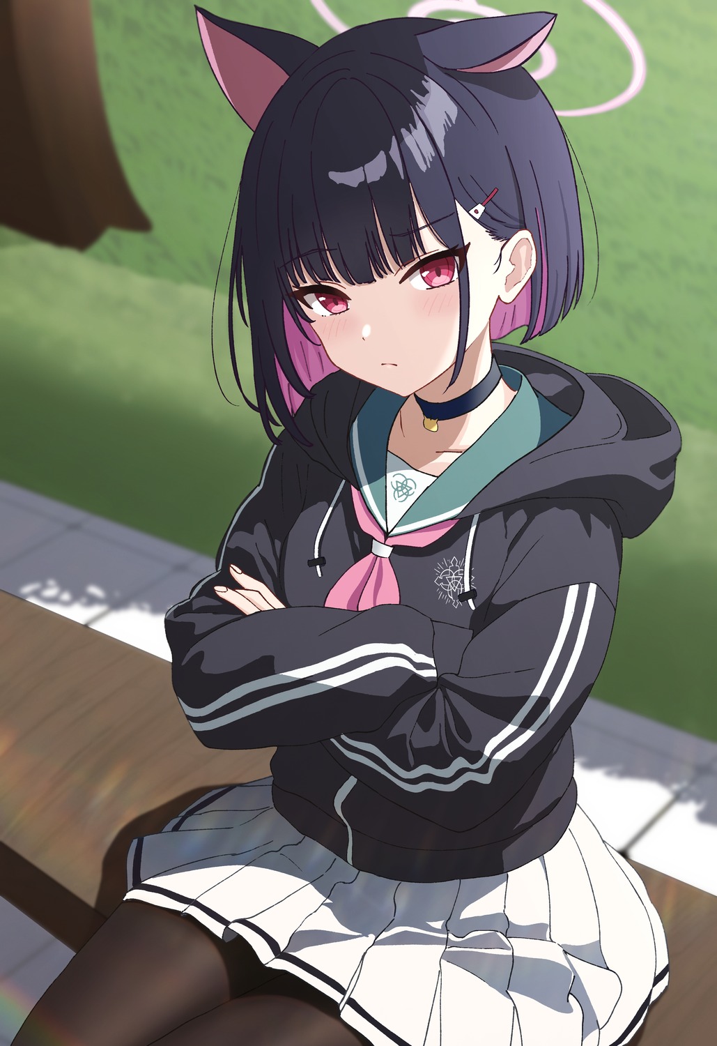 pogeepoge blue archive kyouyama kazusa animal ears halo nekomimi pantyhose seifuku | #1058734 ...